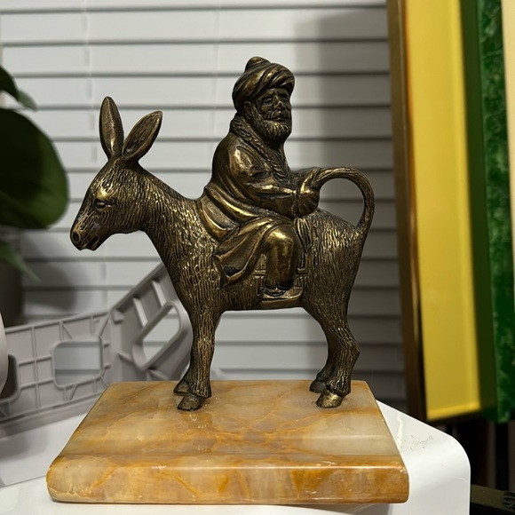 Unbranded | Accents | Brass Statue Hodja Man Riding Donkey Backwards ...